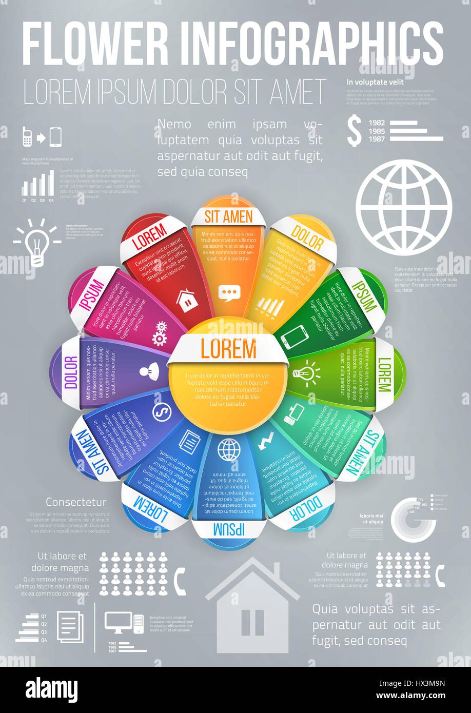Flower style infographic chart options menu Stock Vector Image & Art ...