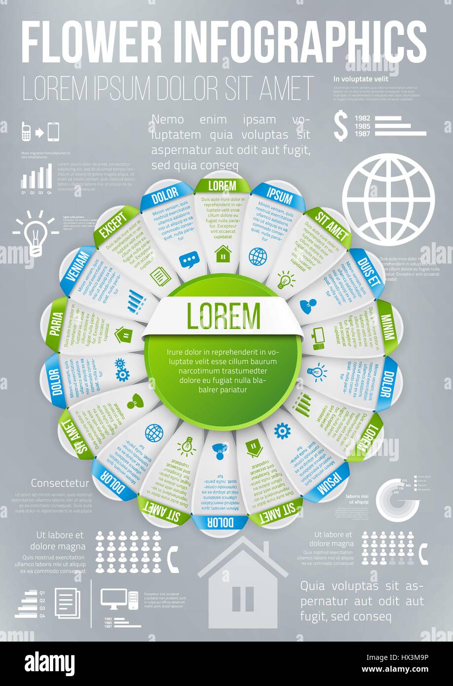 Flower style infographic chart options menu Stock Vector Image & Art ...