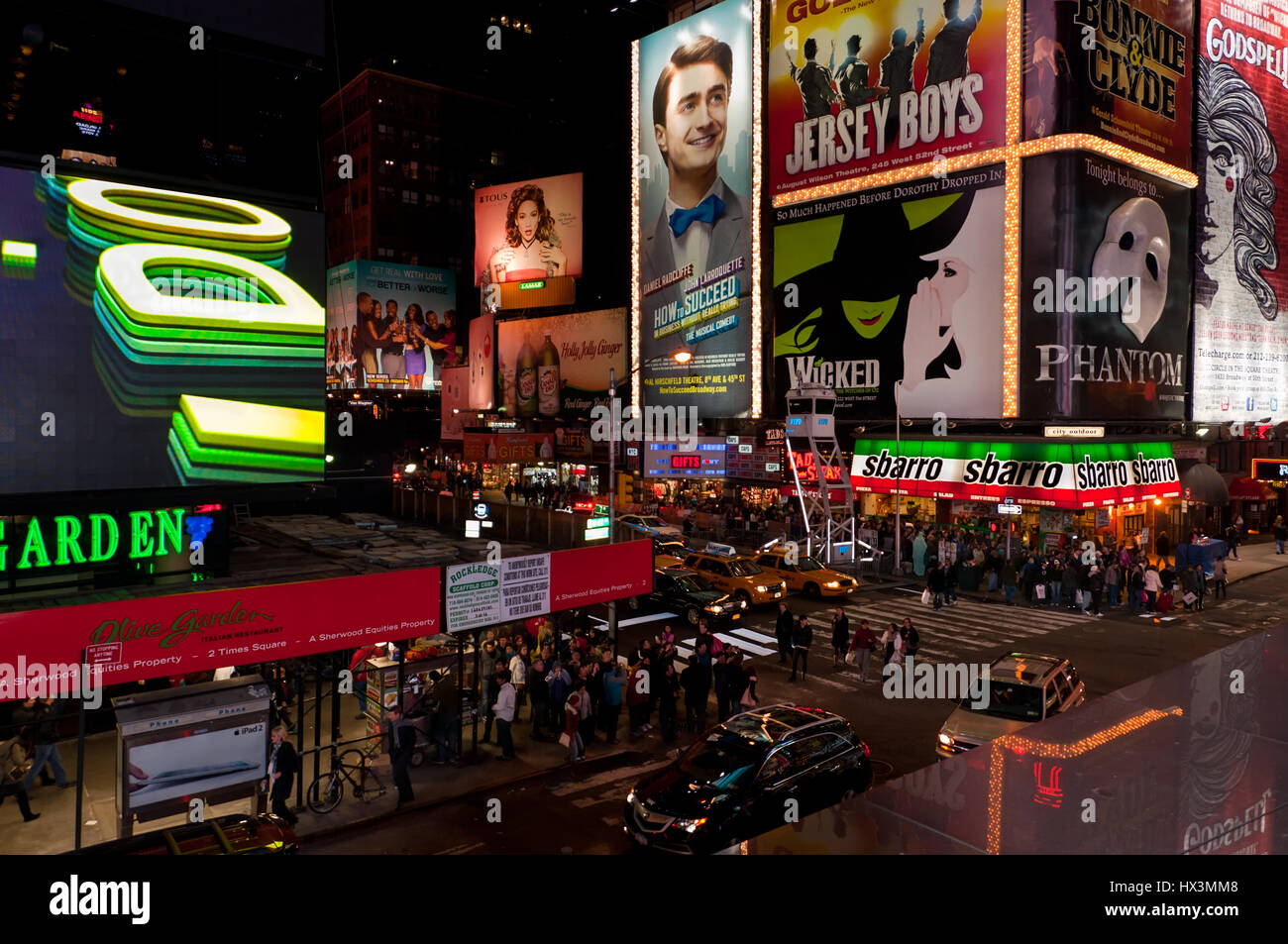 New York, NY, USA - November 20, 2011: Night traffic across Times ...