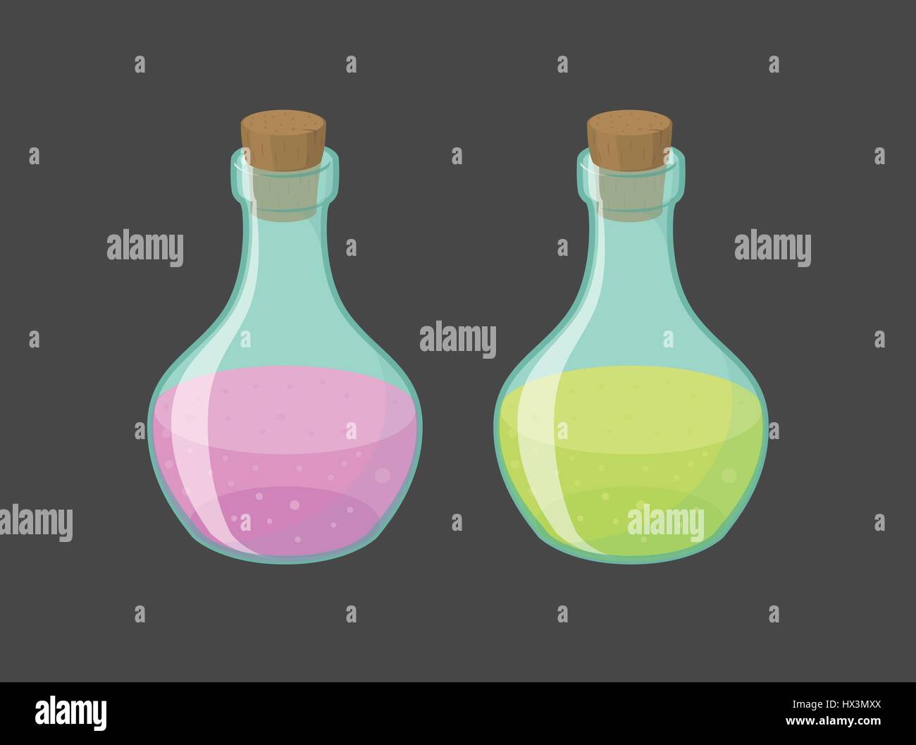 Vector magic vials with pink and green liquid, eps10 Stock Vector Image ...