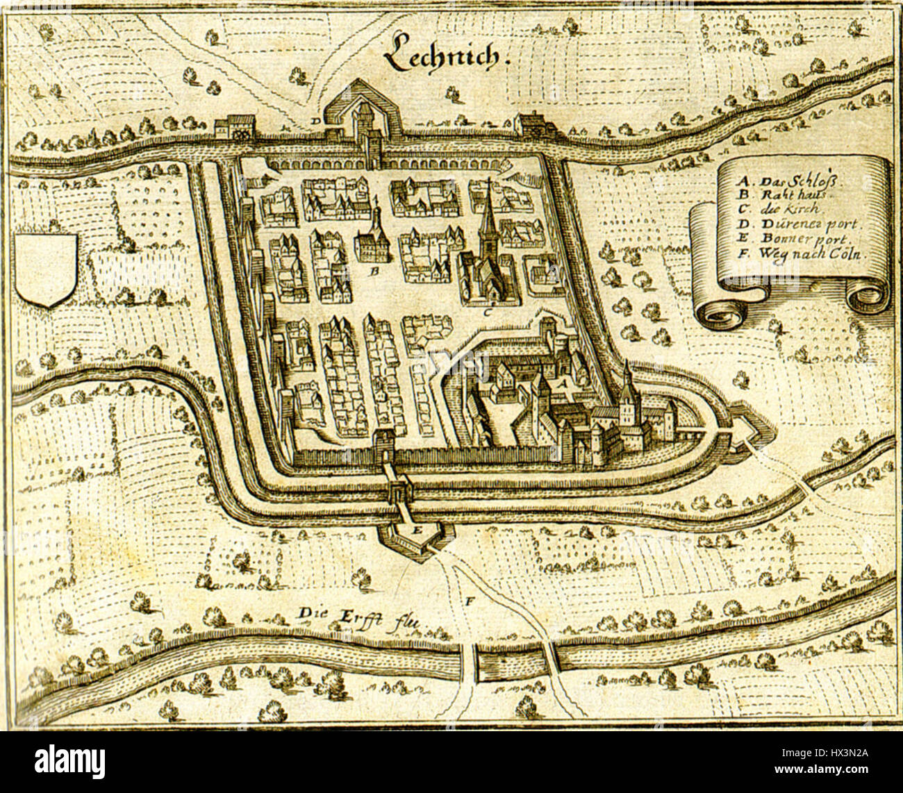 Lechenich Merian 1646 Stock Photo - Alamy