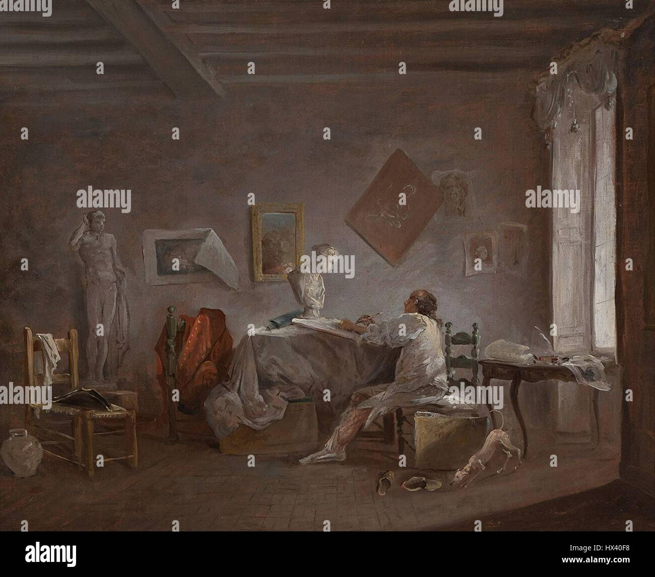 Hubert Robert The Artist in His Studio Stock Photo - Alamy