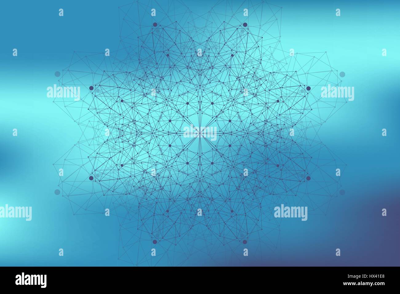 Fractal element with connected lines and dots. Big data complex. Particle compounds. Network ...