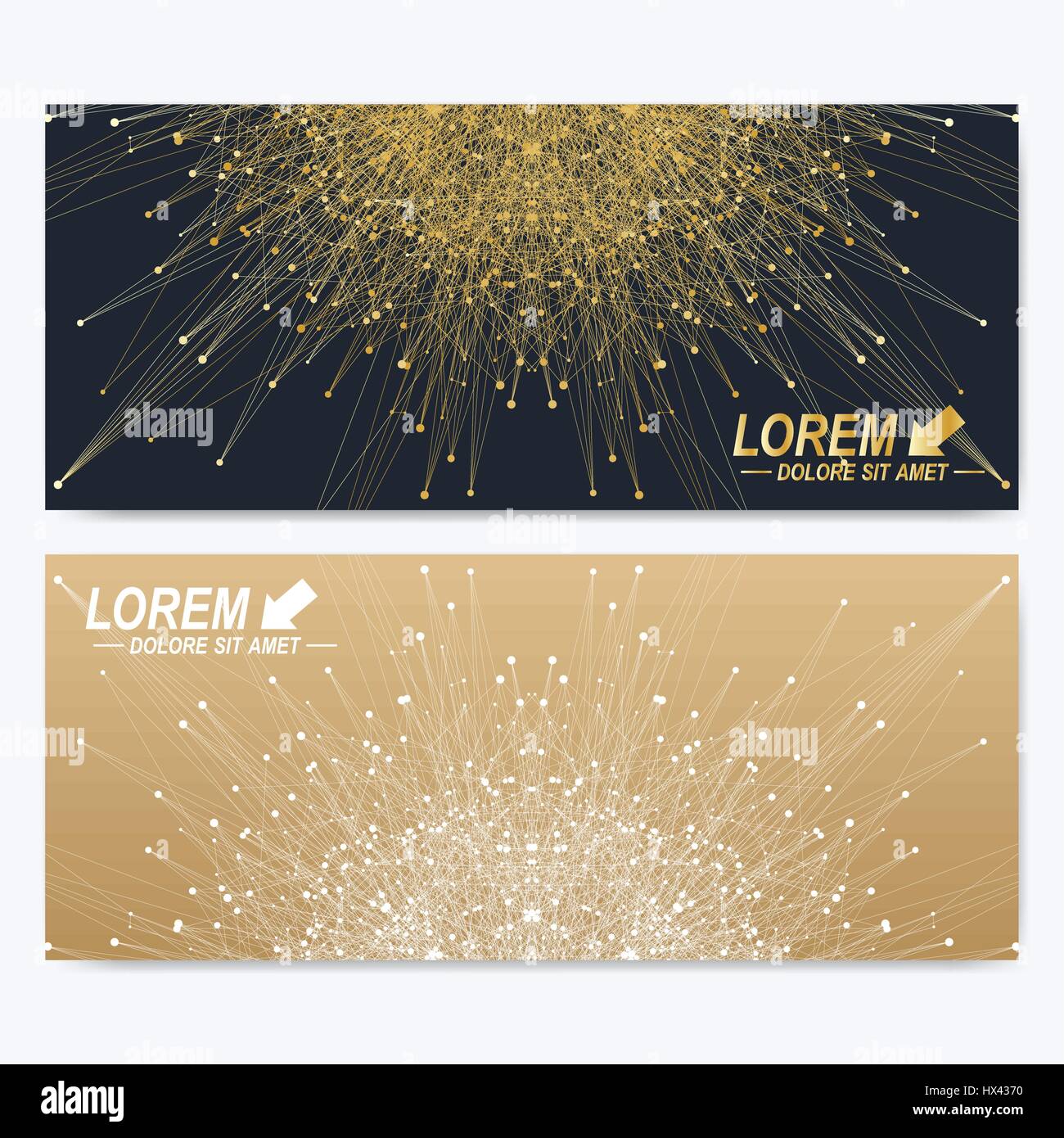 Modern set of ornate horizontal cards in oriental style. Geometric ...