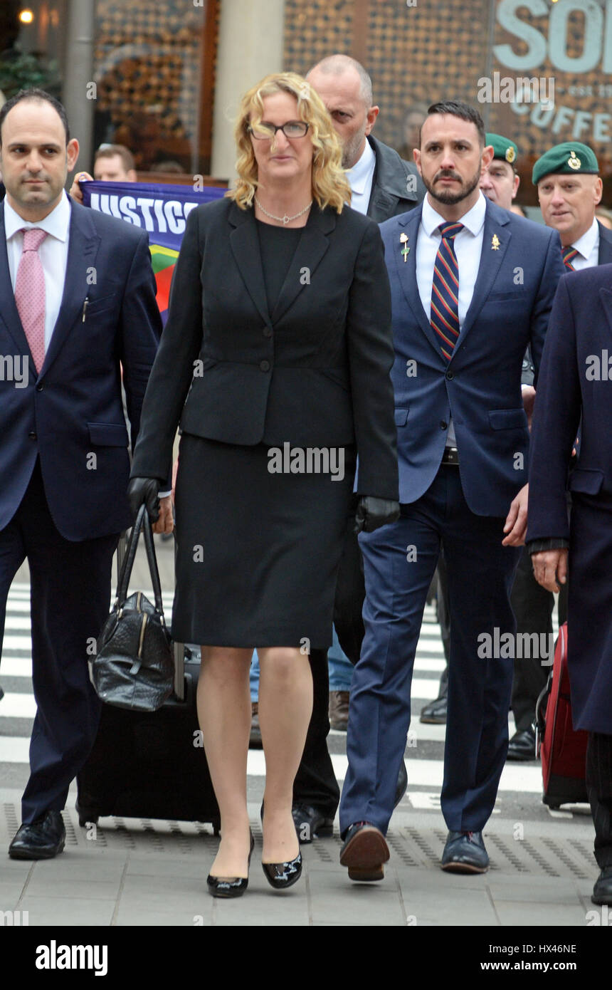 London, UK. 24th Mar, 2017. Claire Blackman, wife of Sgt Alex Blackman ...