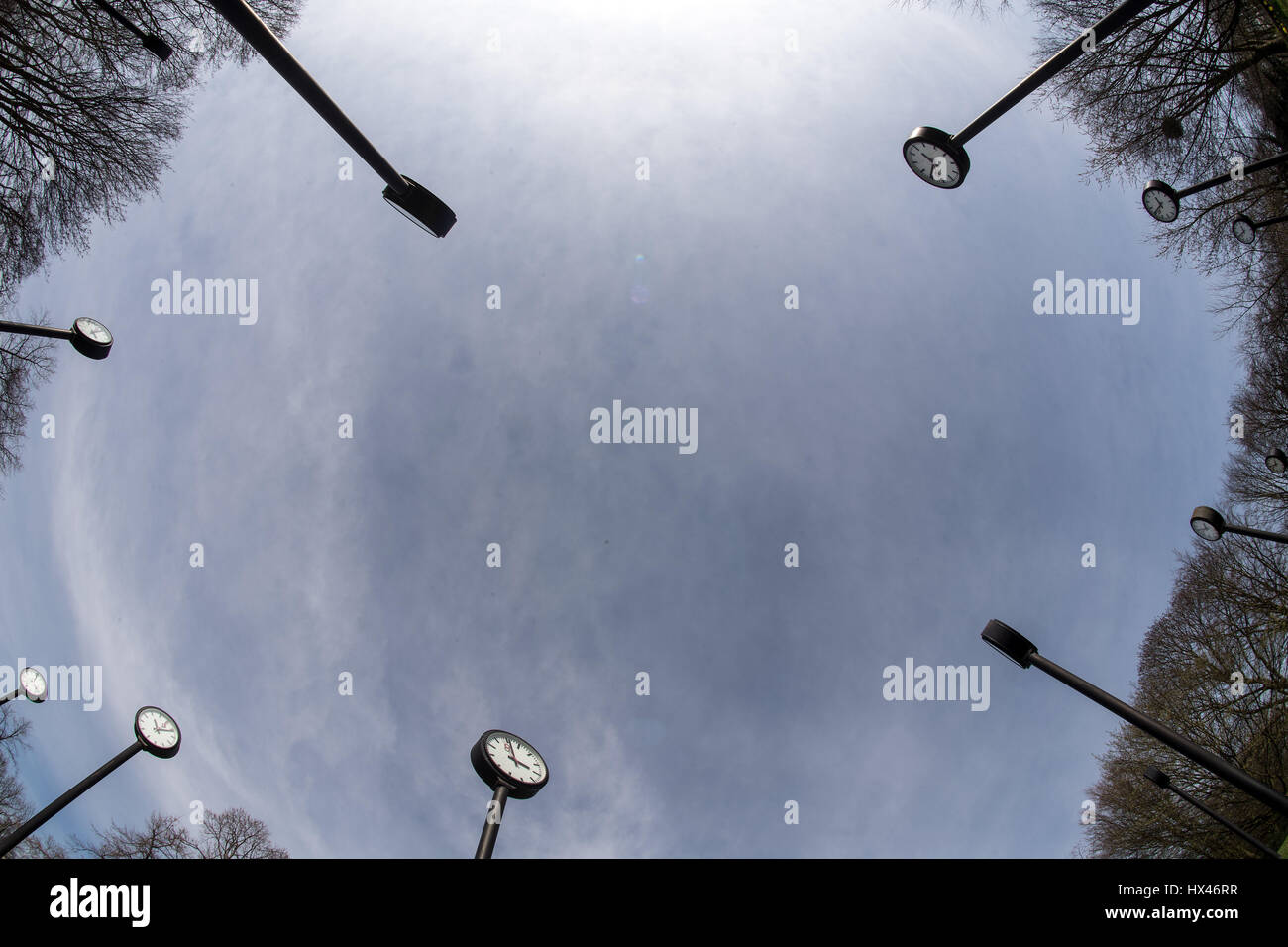 Duesseldorf, Germany. 24th Mar, 2017. An installation ("Time field") by ...