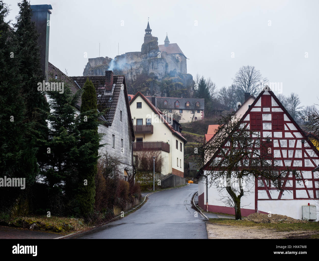 Hohenstein Castle towering over the village bearing the same name ...