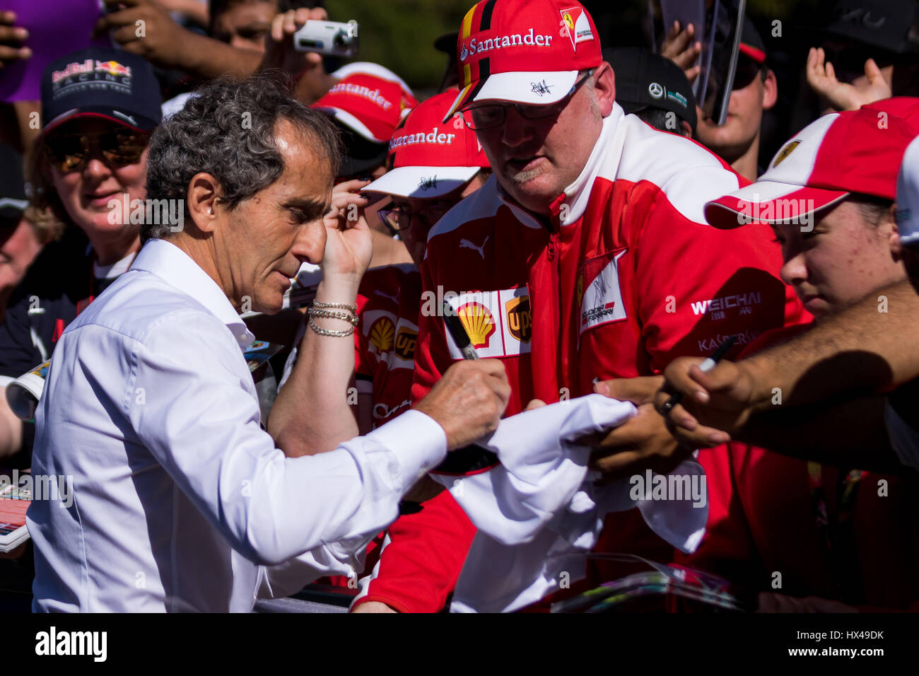 Melbourne, Australia. 25th March, 2017. Alain Prost signing autographs ...