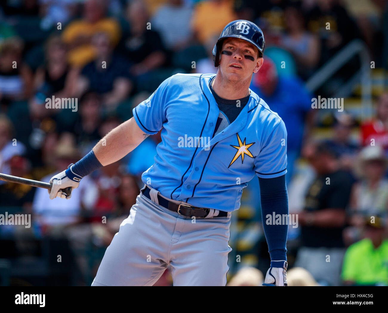 LECOM Park. 24th Mar, 2017. Florida, USA-Tampa Bay Rays first baseman ...