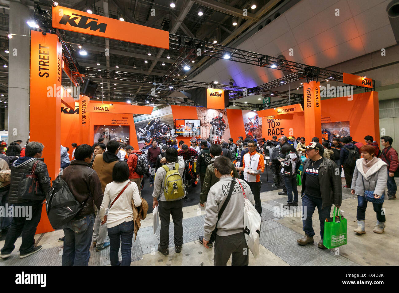 Visitors gather at the 44th Tokyo Motorcycle Show in Tokyo Big Sight on ...