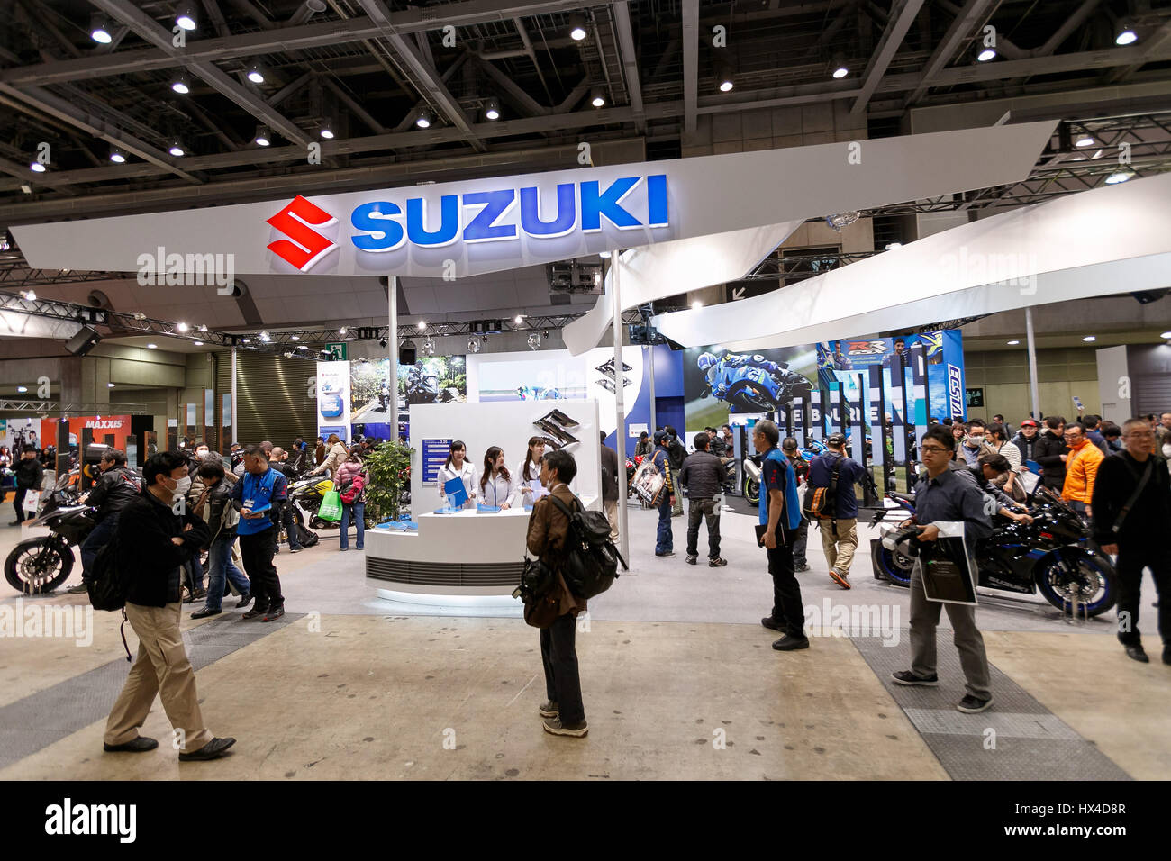 Visitors gather at the 44th Tokyo Motorcycle Show in Tokyo Big Sight on ...