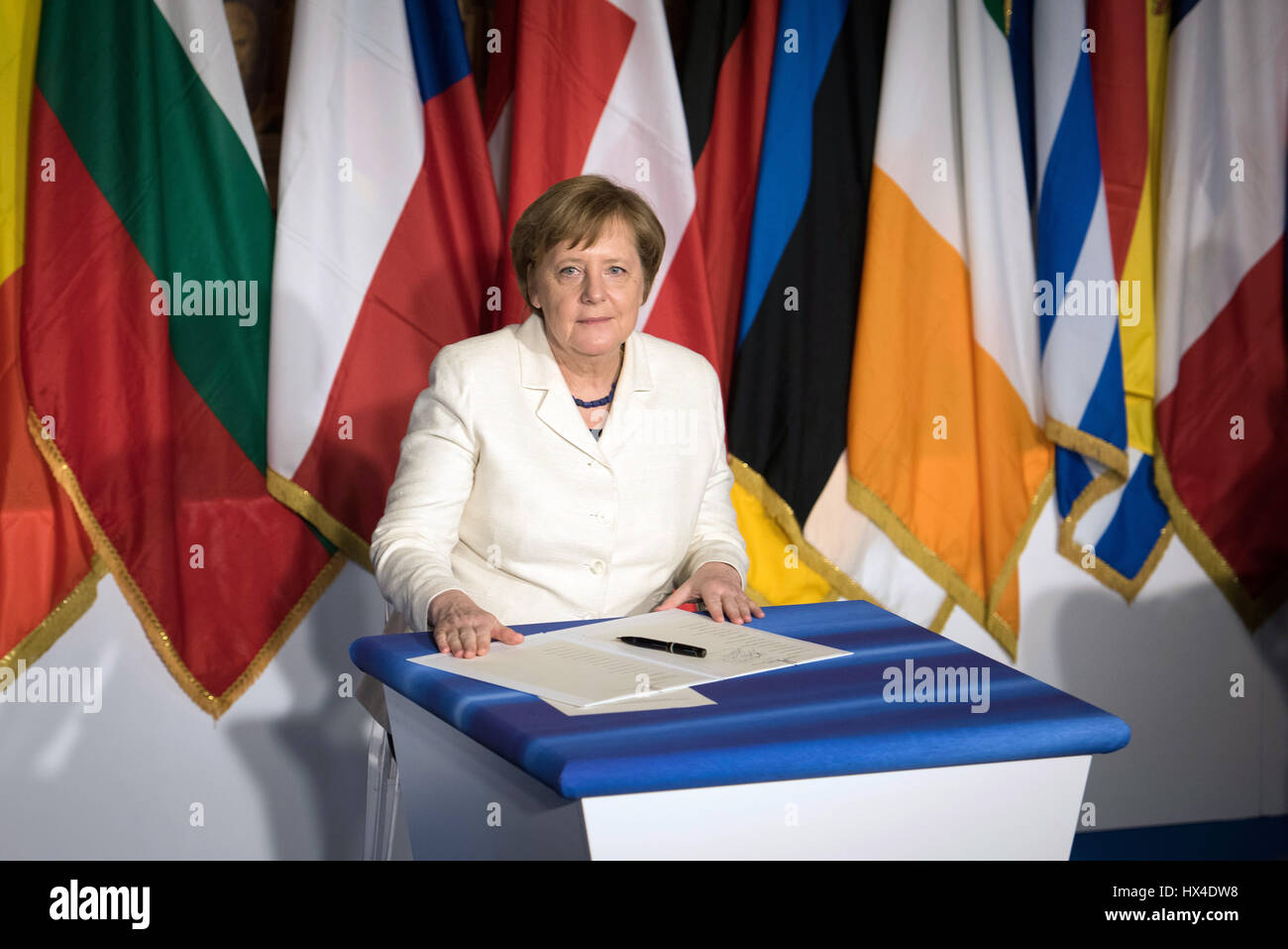 Rome, Italy. 25th Mar, 2017. HANDOUT - German chancellor Angela Merkel ...
