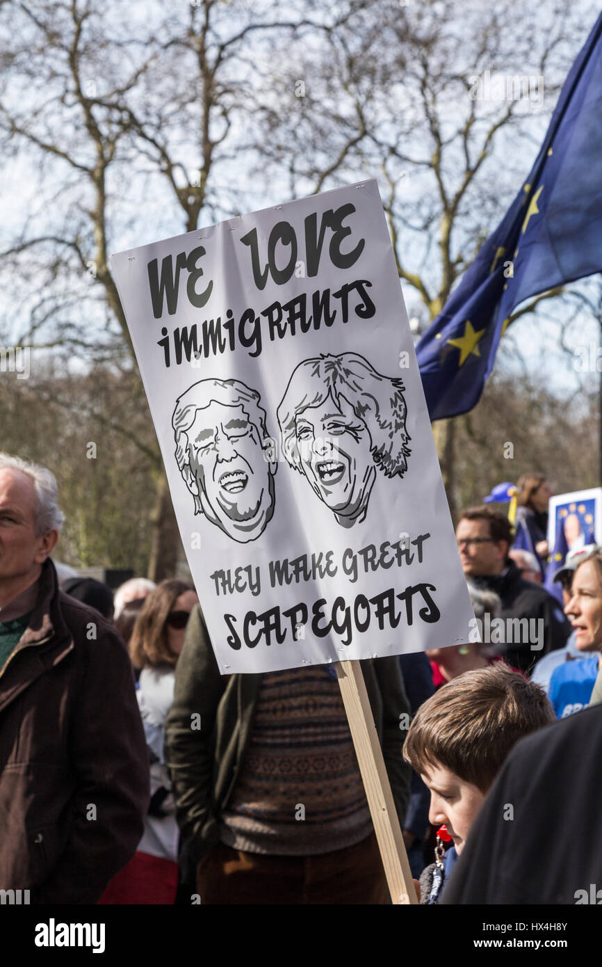 London, UK. 25th Mar, 2017. Unite for Europe March in London. Thousands ...