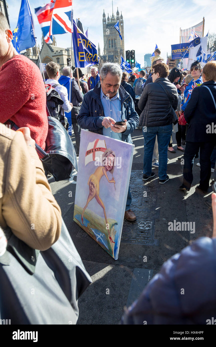 London, UK. 25th Mar, 2017. Unite for Europe March in London. Thousands ...