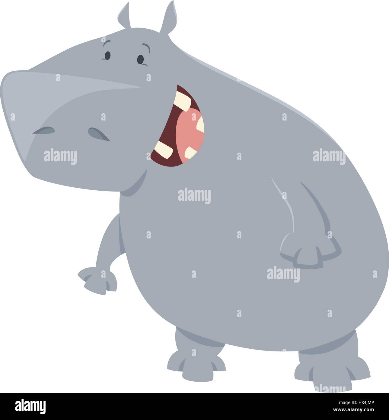 Cartoon Illustration of Funny Hippopotamus Wild Animal Character Stock ...