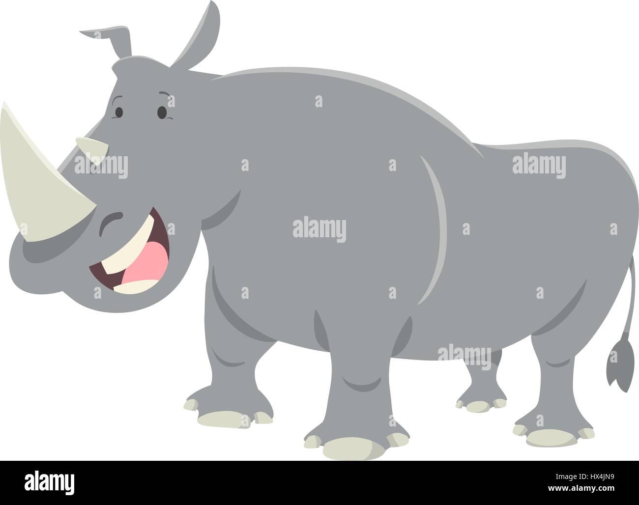 Cartoon Illustration of Cute Rhinoceros Animal Character Stock Vector ...