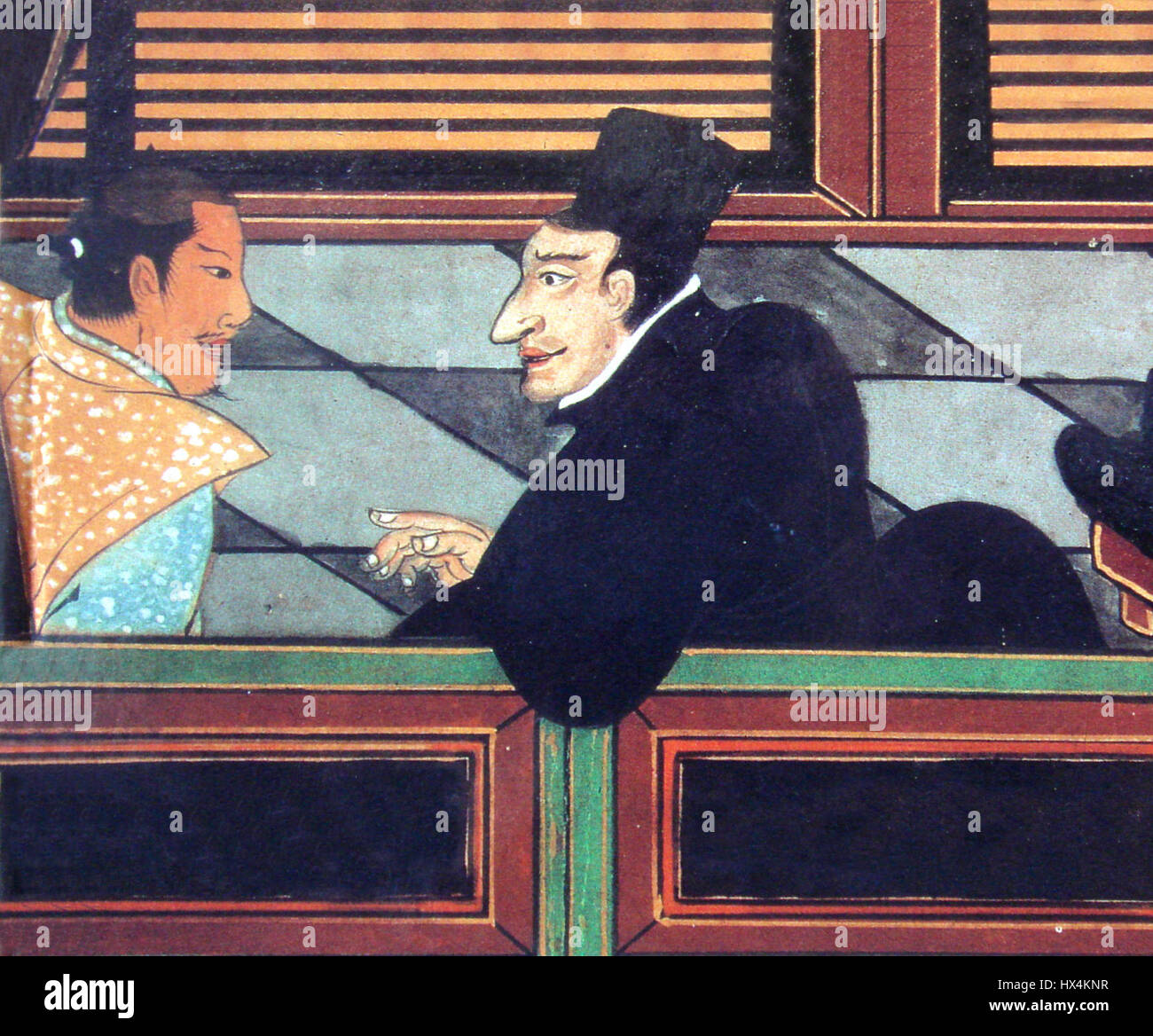 Jesuit with Japanese nobleman circa 1600 Stock Photo - Alamy