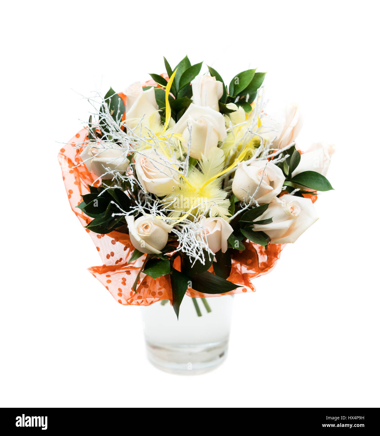 Bouquet of white roses in vase decorations Stock Photo - Alamy