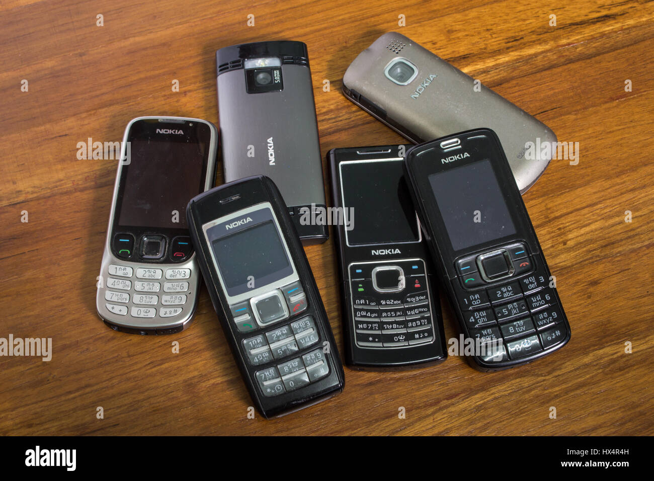 Bangkok, Thailand - March 24, 2017 : Nokia mobile phones on wooden ...