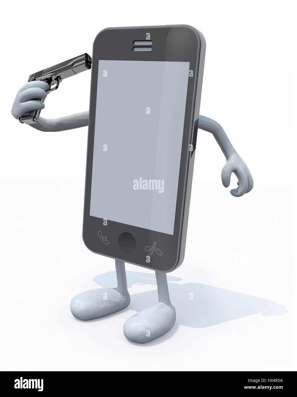 smartphone kill itself, the concept of obsolescence, 3d illustration ...