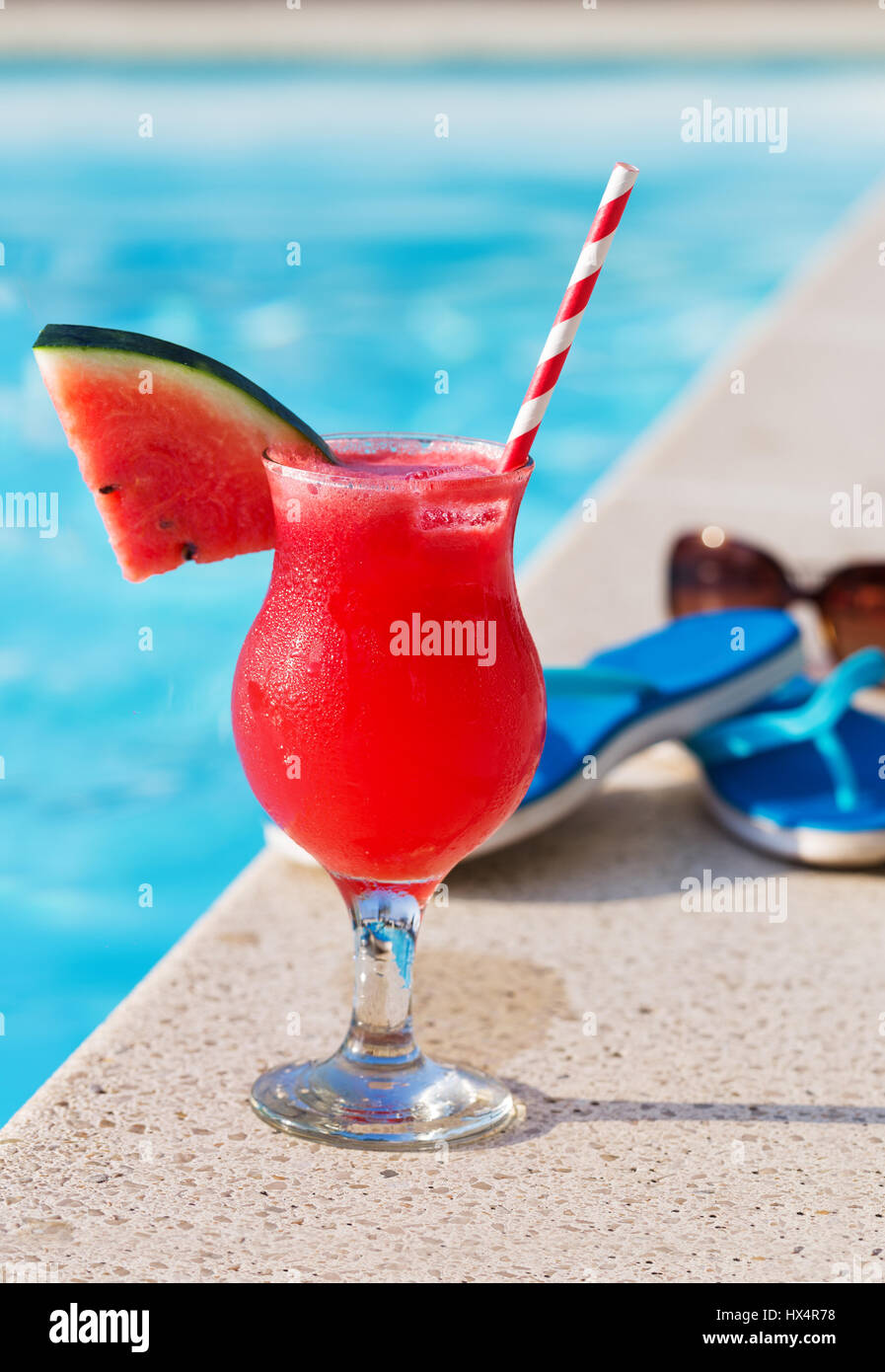Water melon red fresh juice smoothie drink cocktail slippers and ...