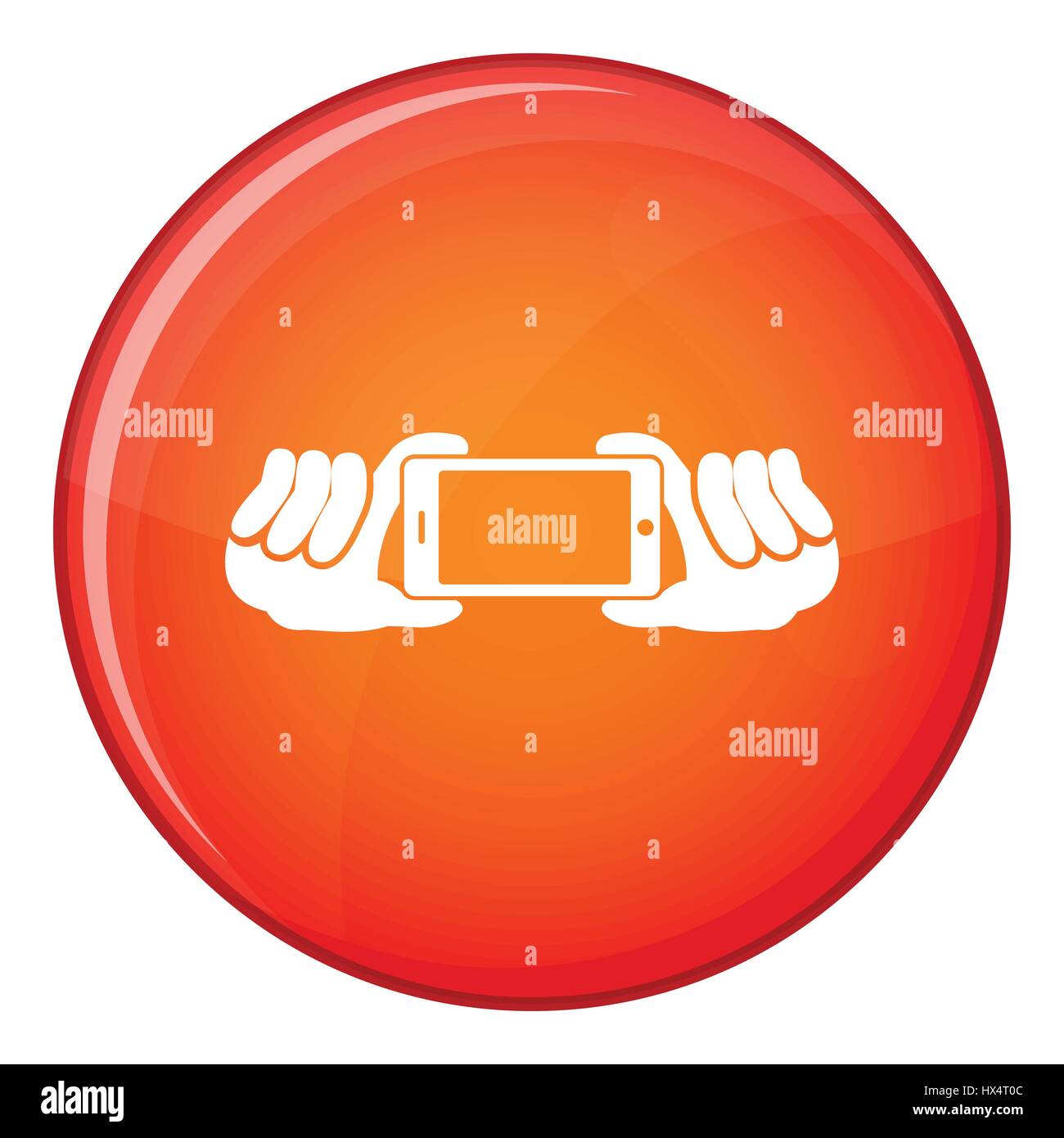 Two hands holding mobile phone icon, flat style Stock Vector Image ...