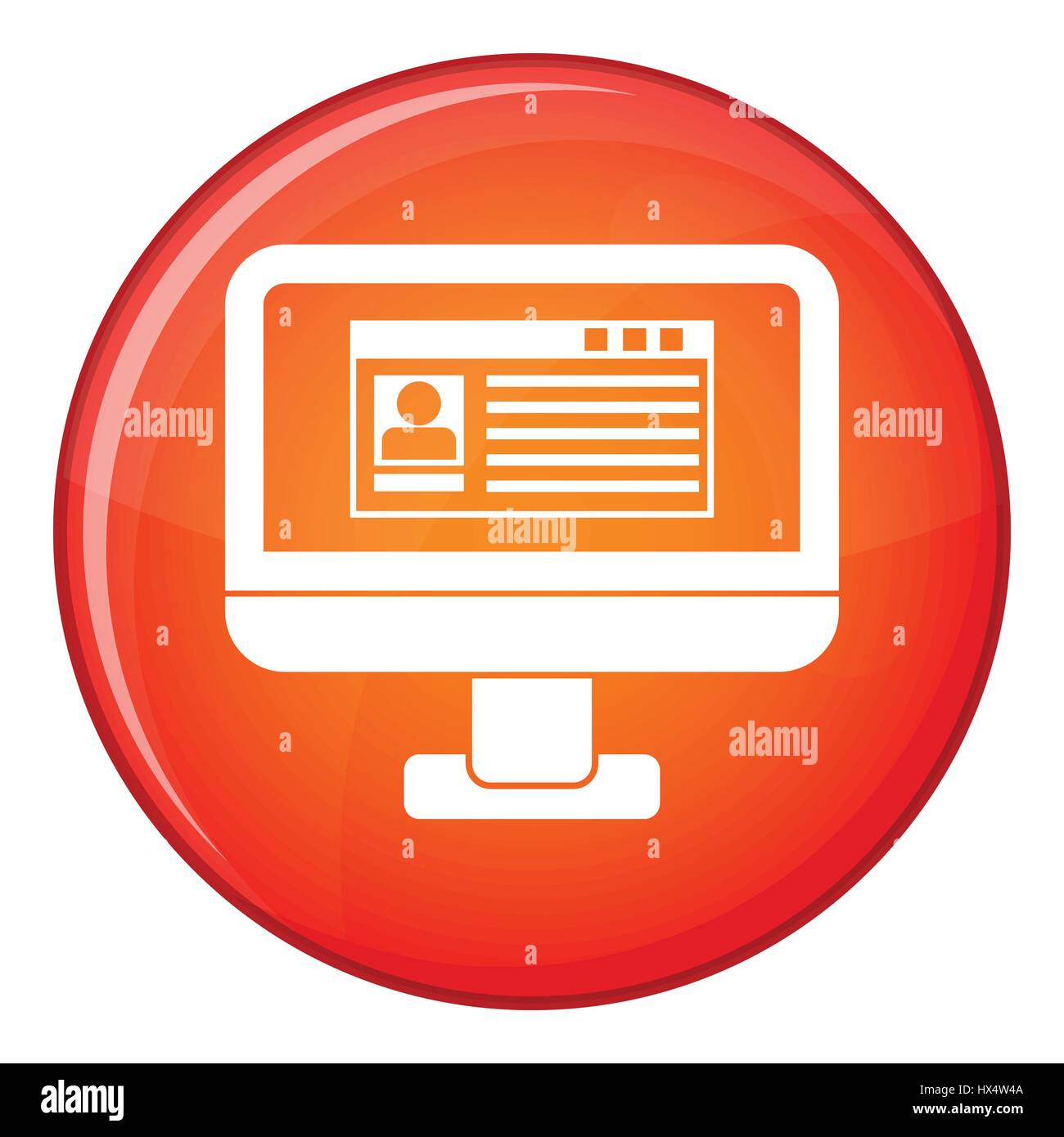 Profile information on monitor icon, flat style Stock Vector Image ...