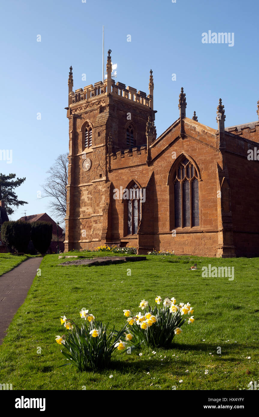 St. Peter`s Church in spring, Kineton, Warwickshire, England, UK Stock ...