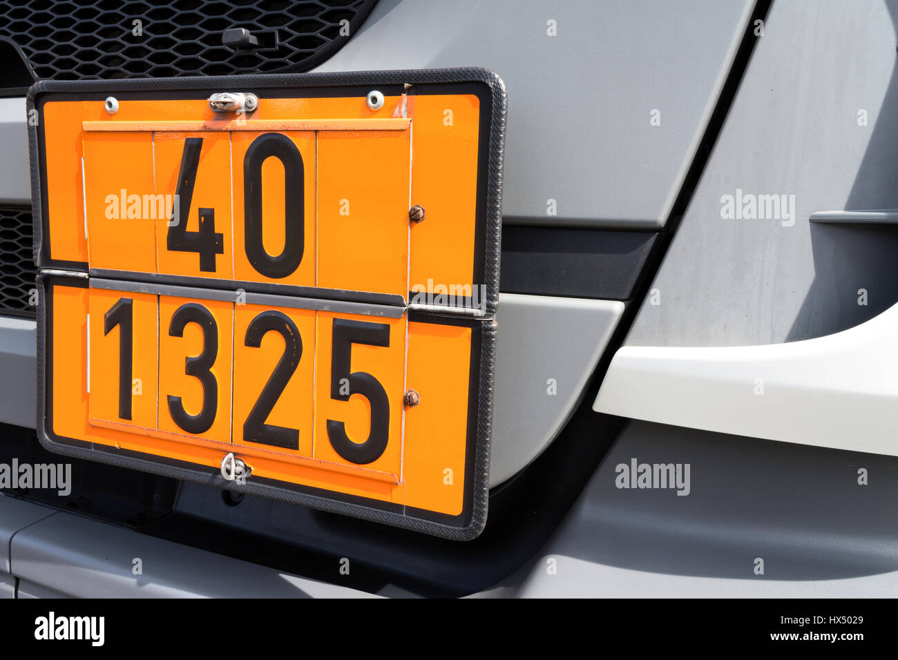 orange-colored plate with hazard-identification number 40 and UN-Number ...