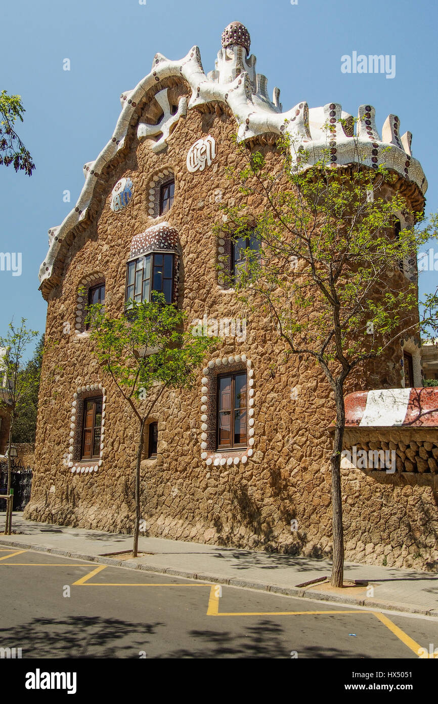 Gaudi Designed House in Parc Guell, Barcelona Stock Photo - Alamy