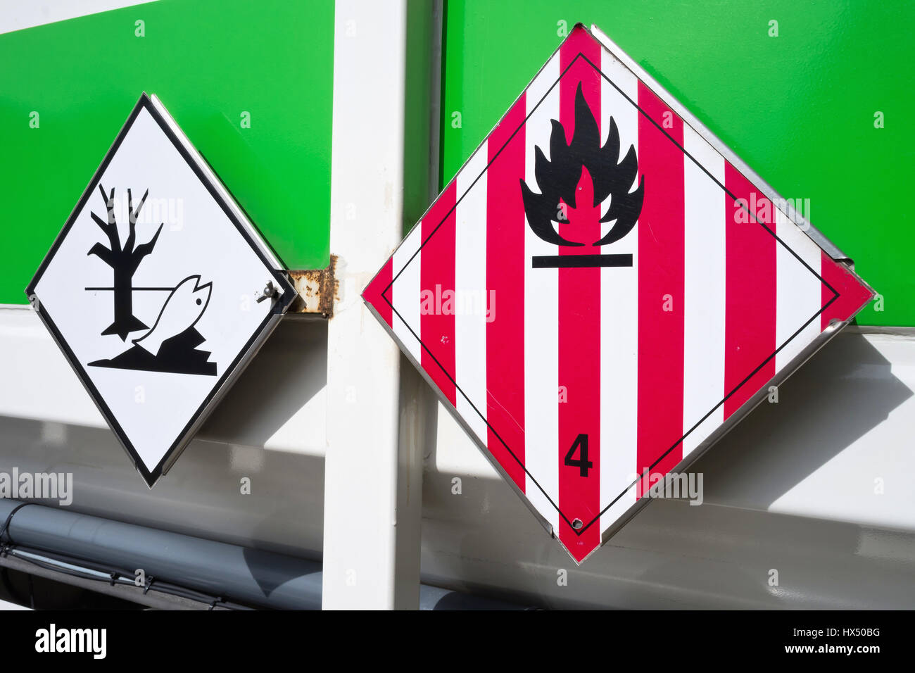 hazard labels (flammable solids and dangerous for the environment Stock ...