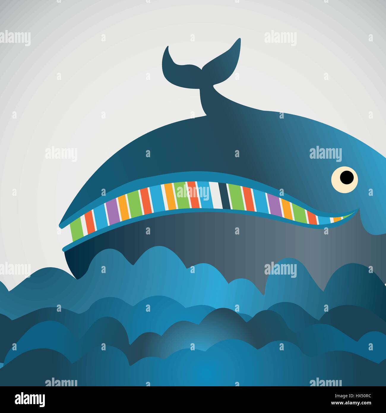 Whale in blue sea Stock Vector Images - Alamy