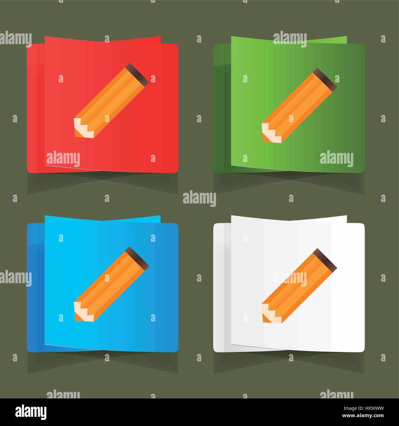 Set of simple icons pencil orange eps Stock Vector Image & Art - Alamy