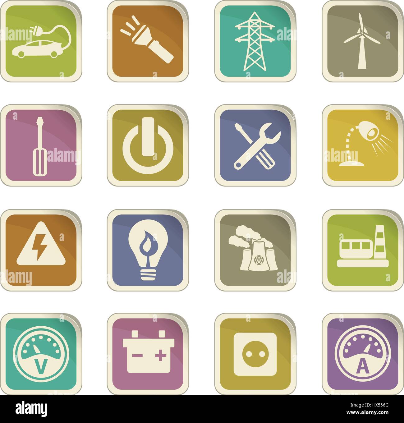 electricity vector icons for user interface design Stock Vector Image ...