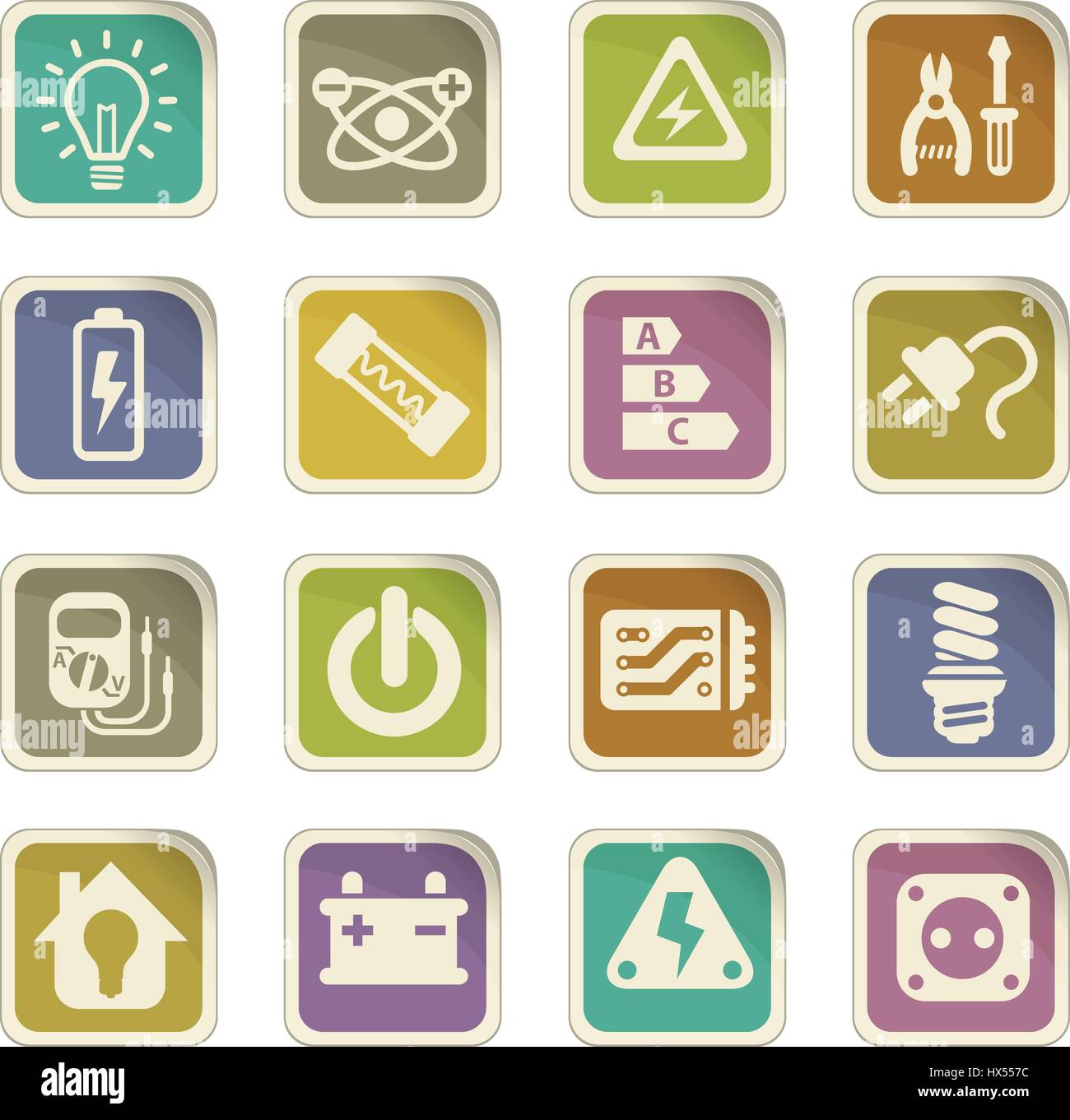 electricity vector icons for user interface design Stock Vector Image ...