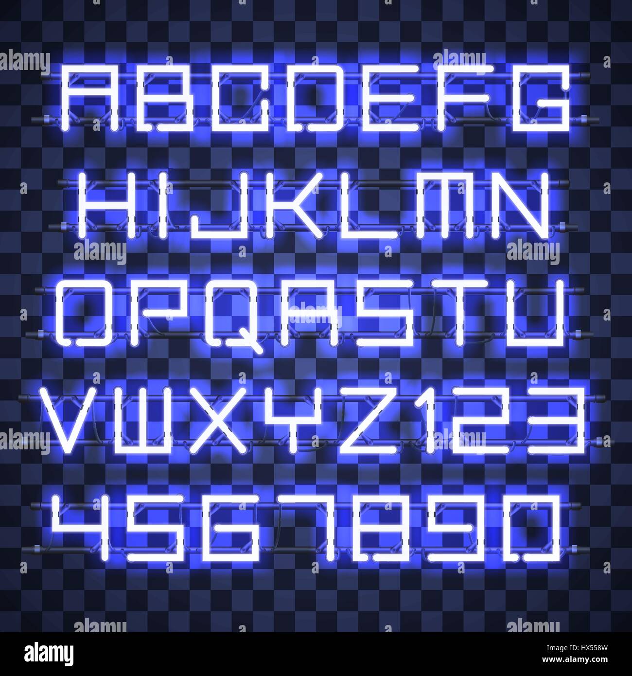 Glowing Blue Neon Alphabet Stock Vector Image & Art - Alamy