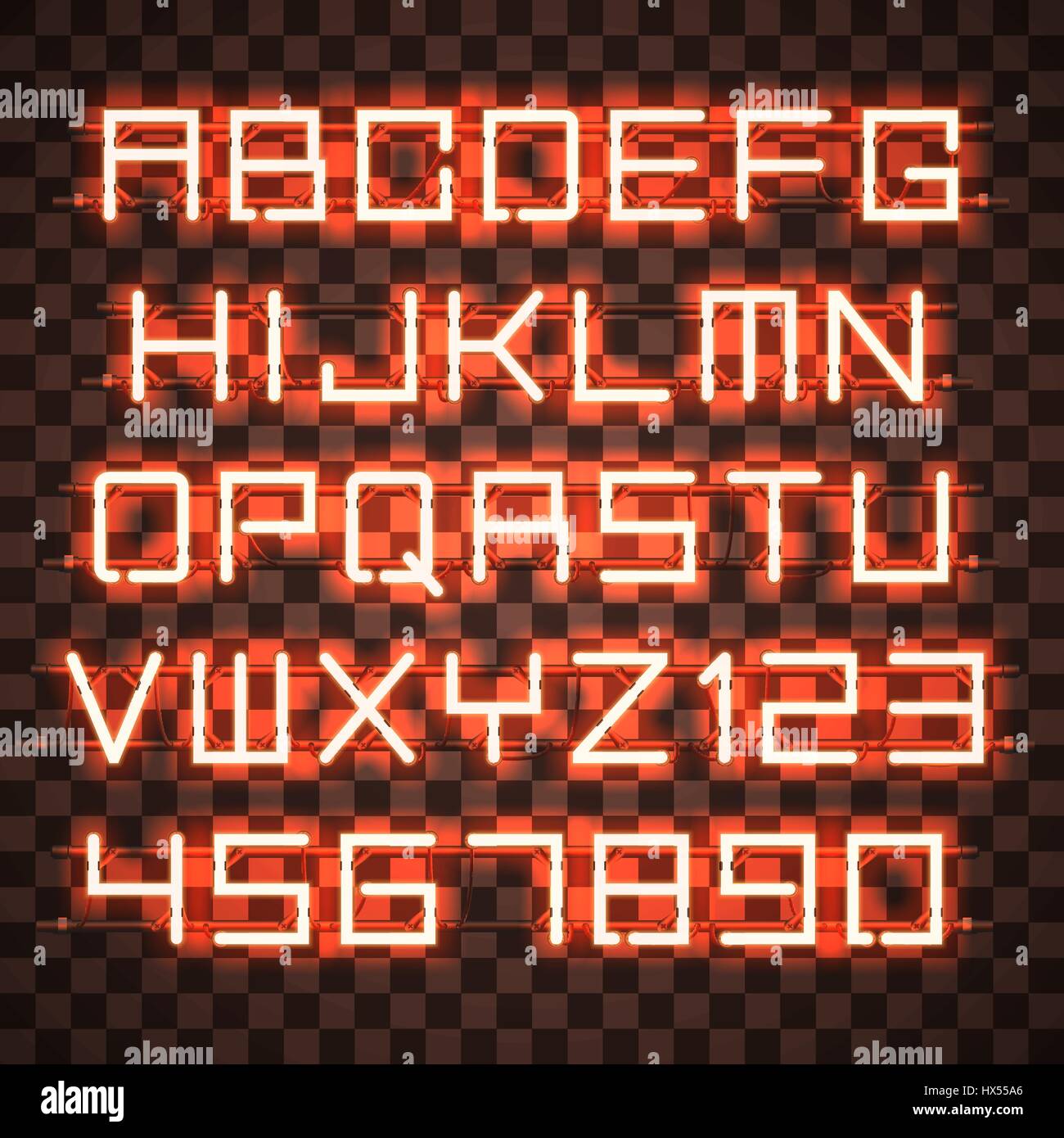 Orange neon letters Stock Vector Images - Alamy