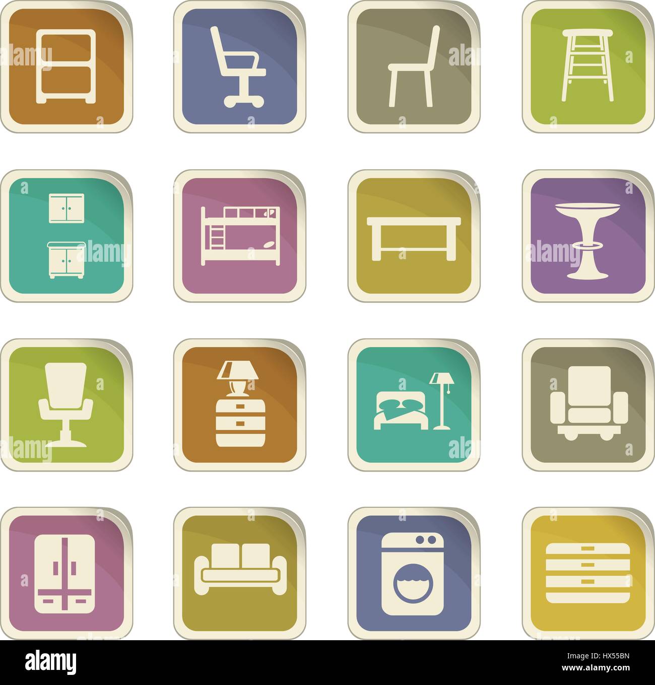 furniture vector icons for user interface design Stock Vector Image ...