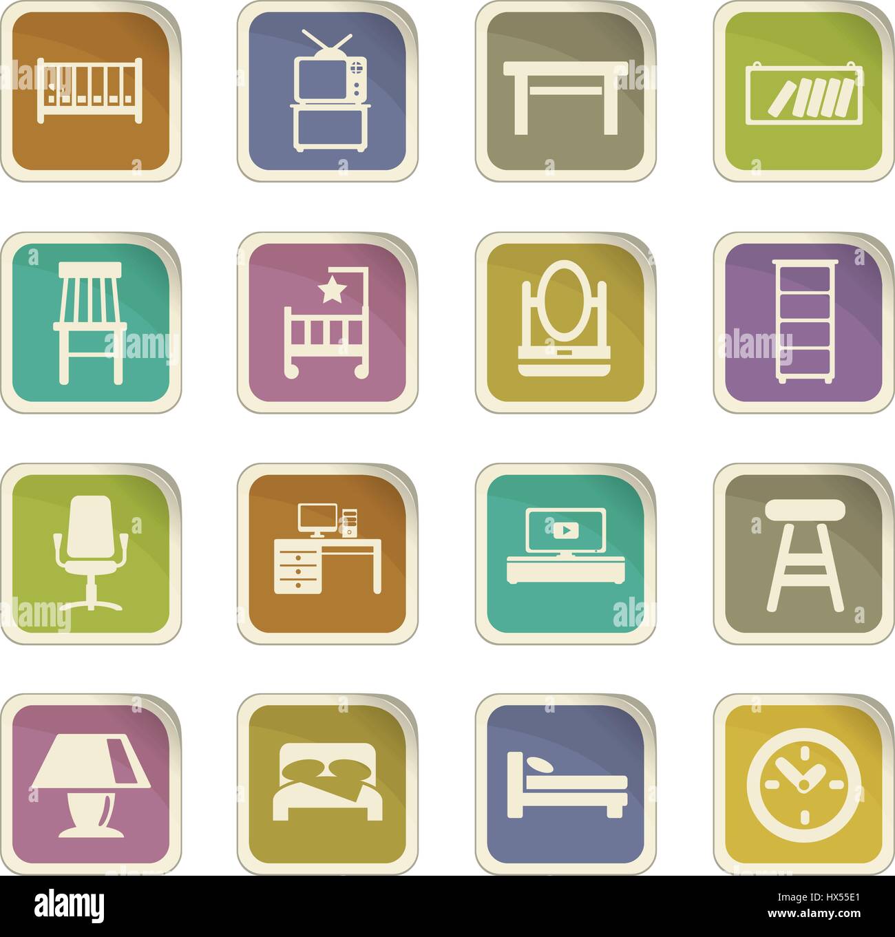 furniture vector icons for user interface design Stock Vector Image ...