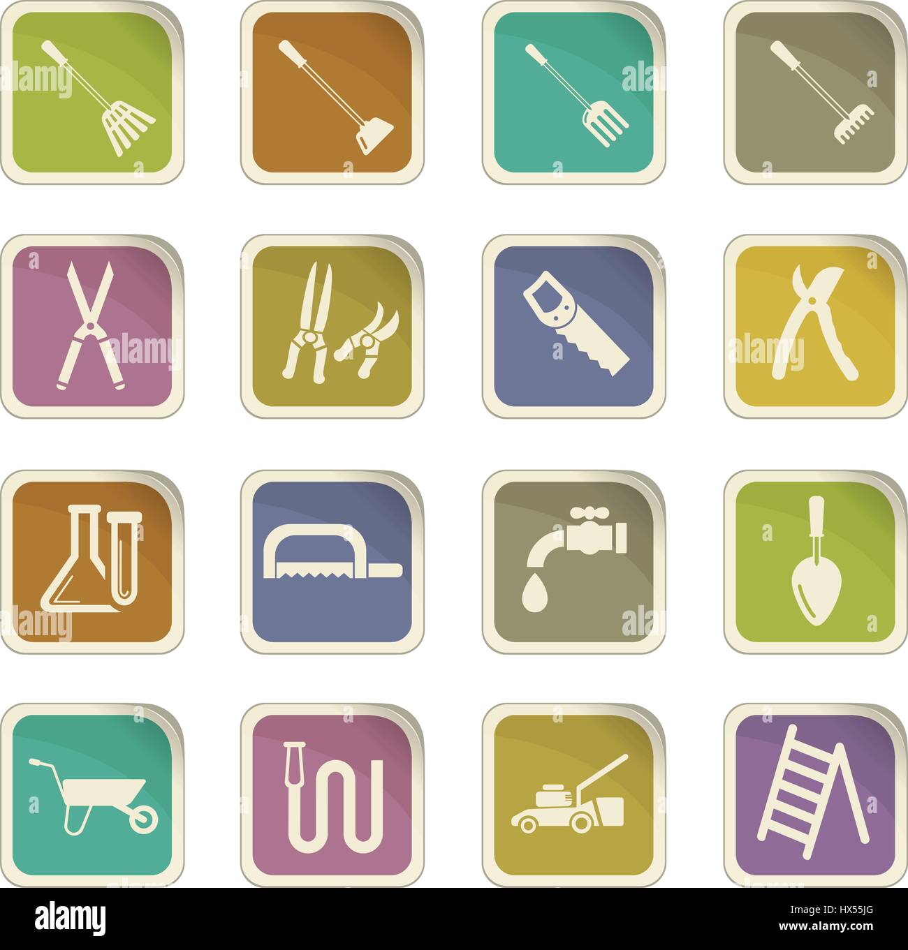 garden tools vector icons for user interface design Stock Vector Image ...
