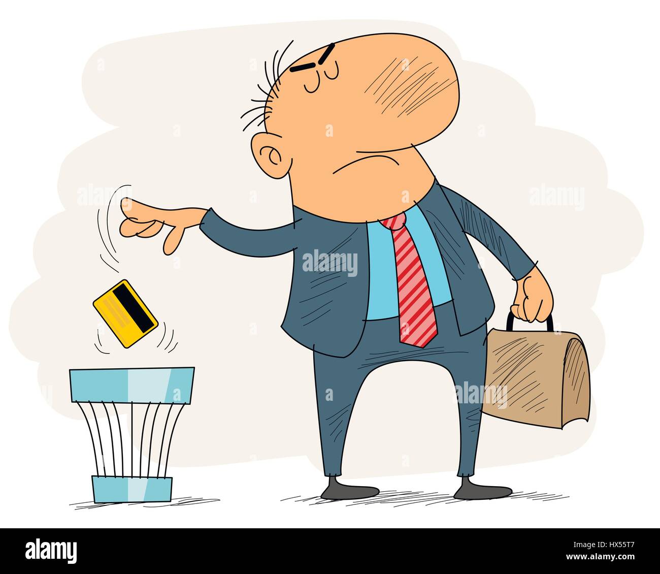vector illustration of a men trashing a credit card Stock Vector Image ...