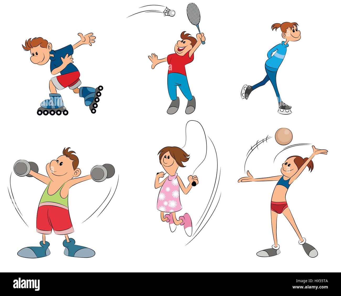 vector illustration of six kids practice sport Stock Vector Image & Art ...