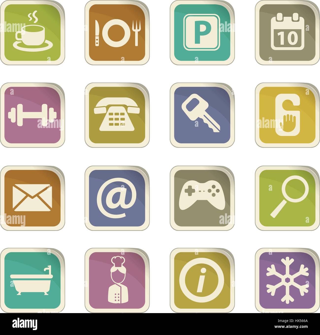 hotel room service vector icons for user interface design Stock Vector ...