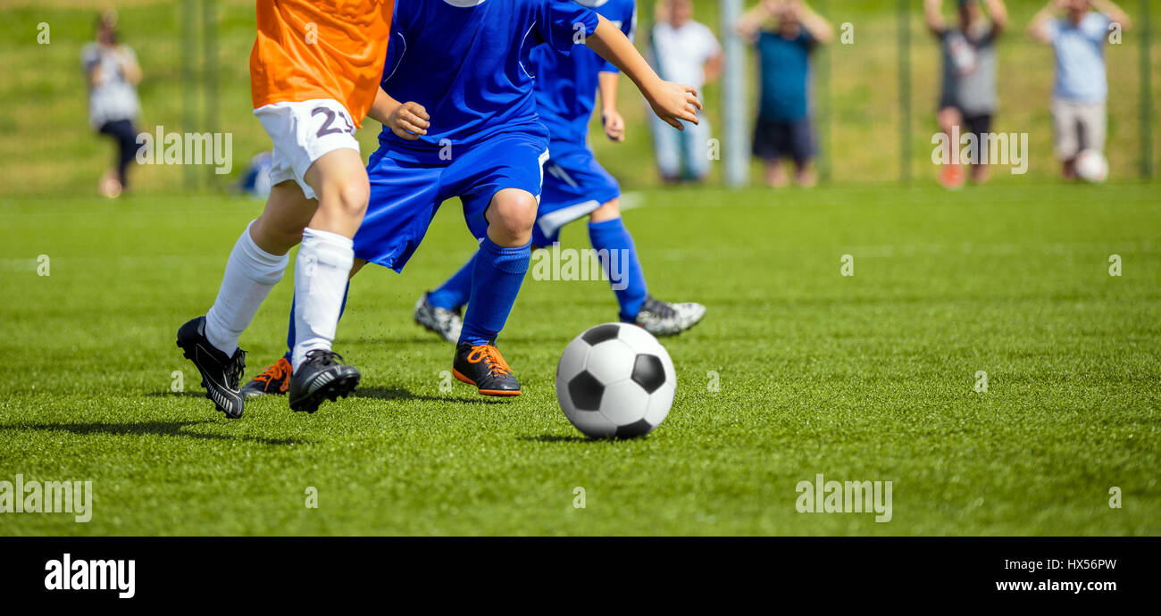 Football Match for Children. Kids Playing Soccer Tournament Game. Boys ...