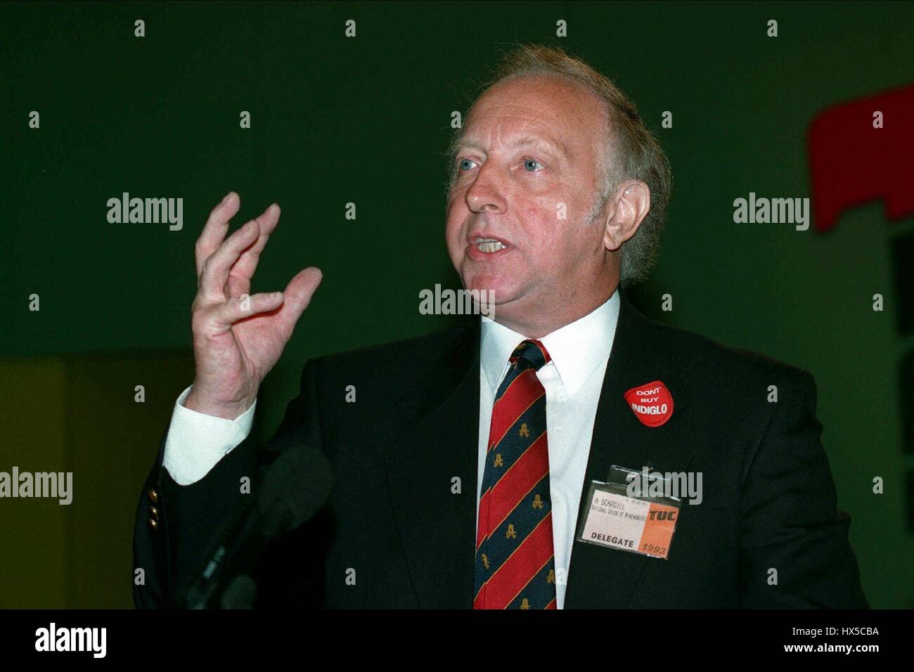ARTHUR SCARGILL N.U.M. LEADER 15 September 1993 Stock Photo - Alamy