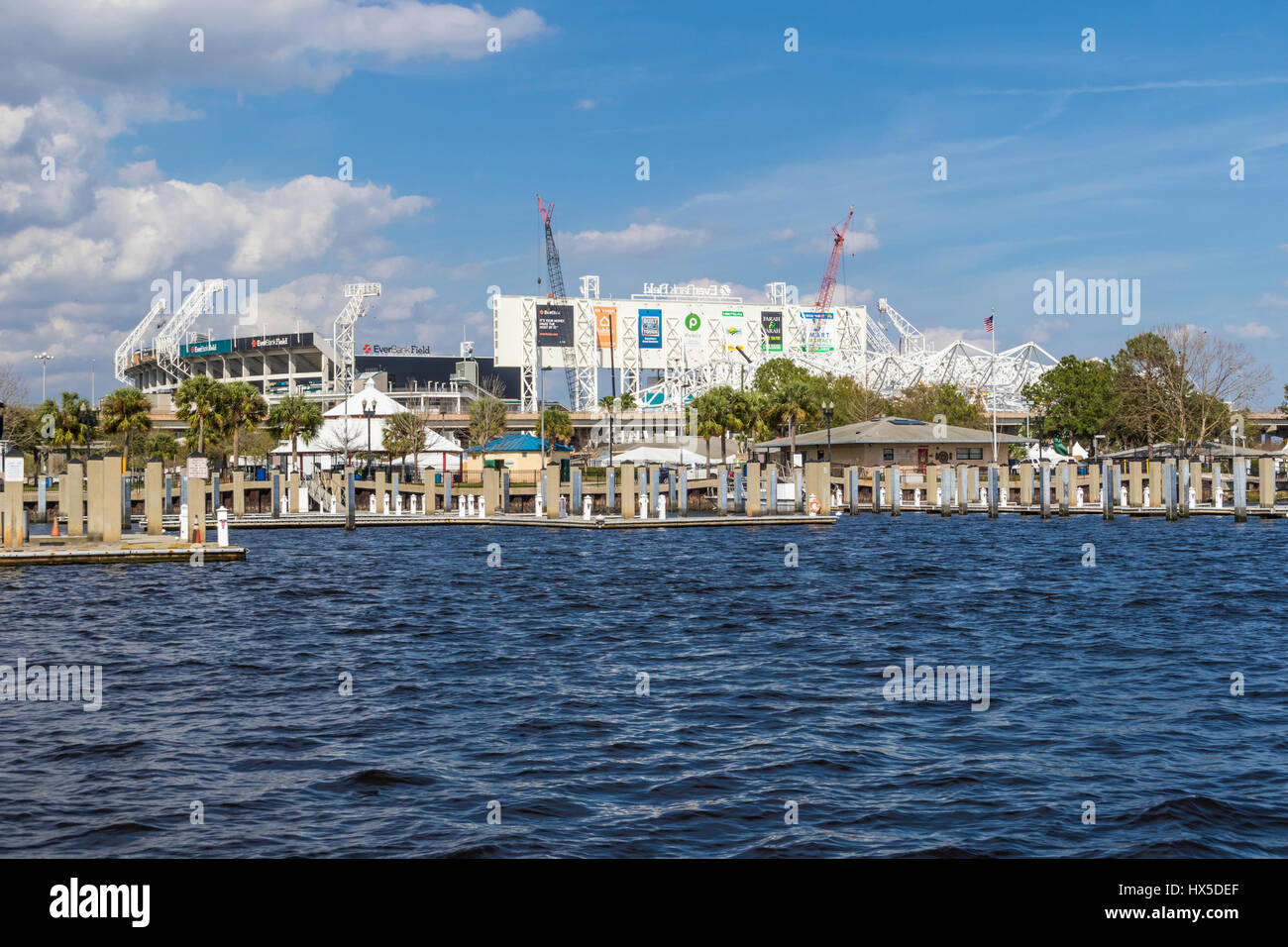 Everbank Field stadium (NFL team Jaguars) on St Johns River in downtown ...