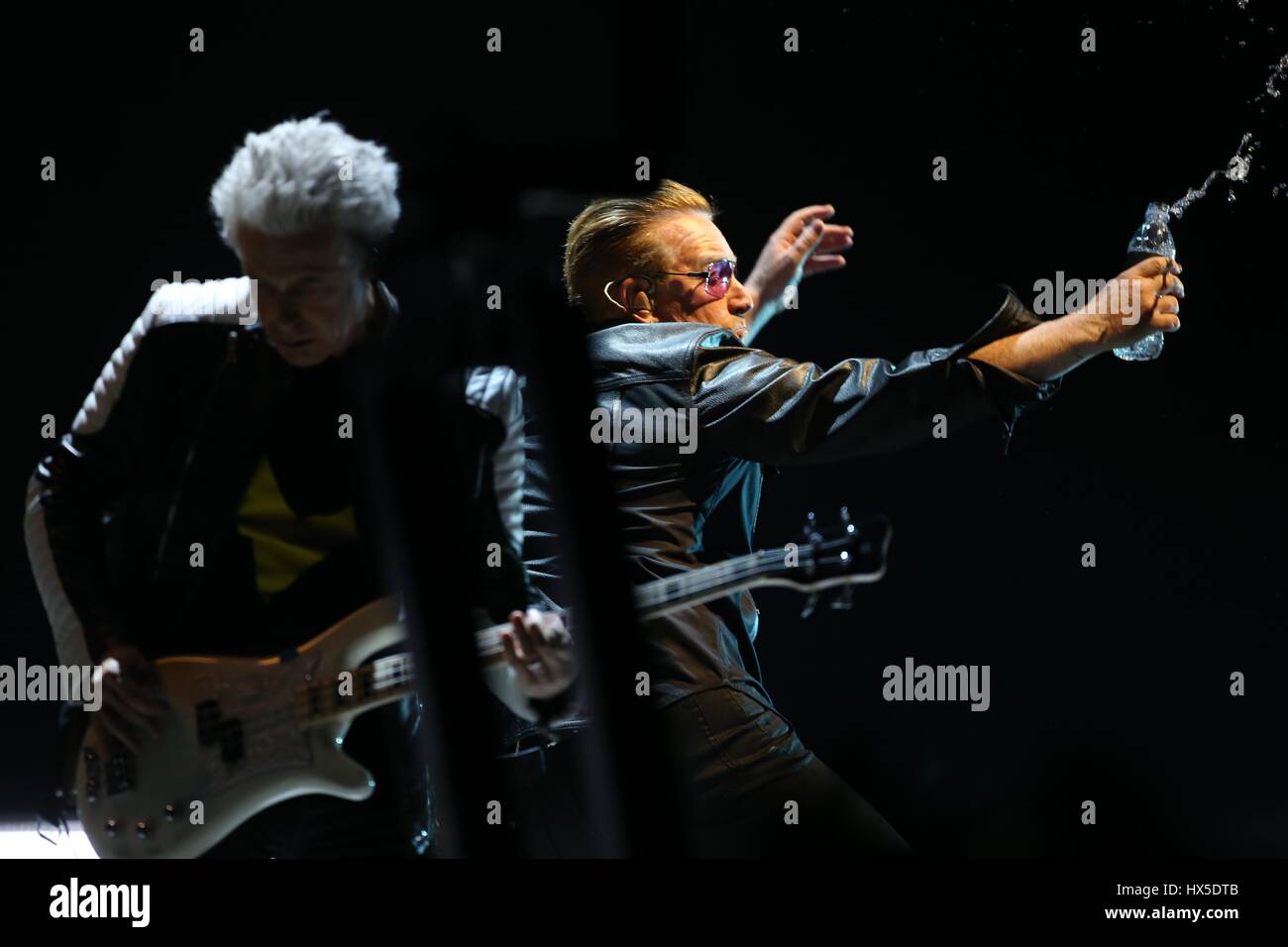 rock band U2 during world tour in the Airways Center in Phoenix, Az.U2 ...