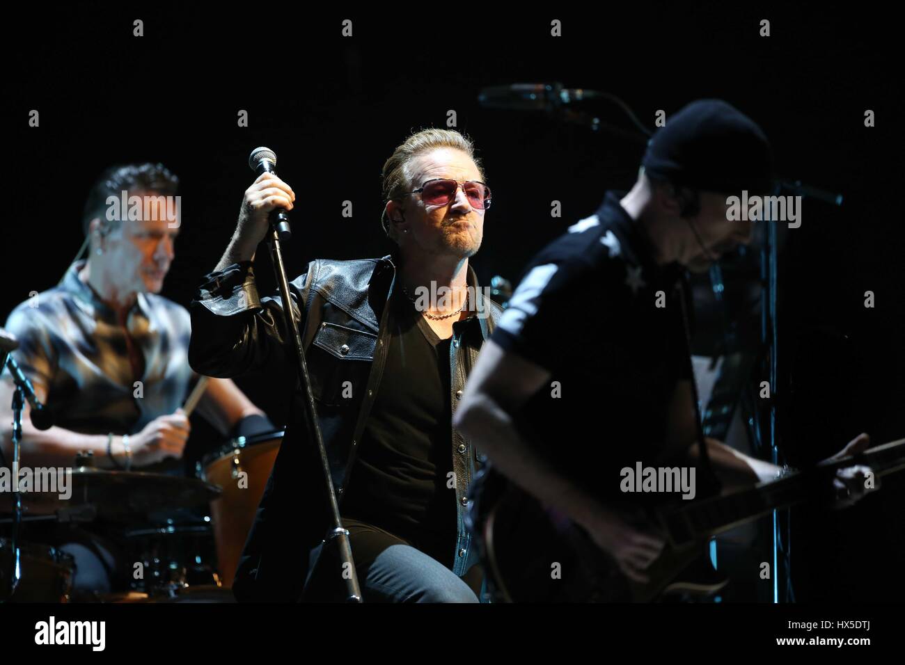 rock band U2 during world tour in the Airways Center in Phoenix, Az.U2 ...