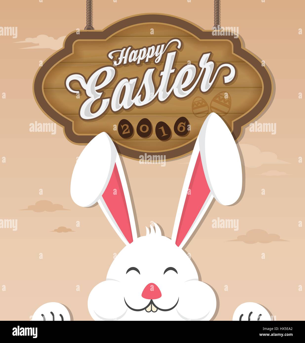 Happy easter 2016 and smiling rabbit. Vector illustration Stock Vector Image & Art - Alamy