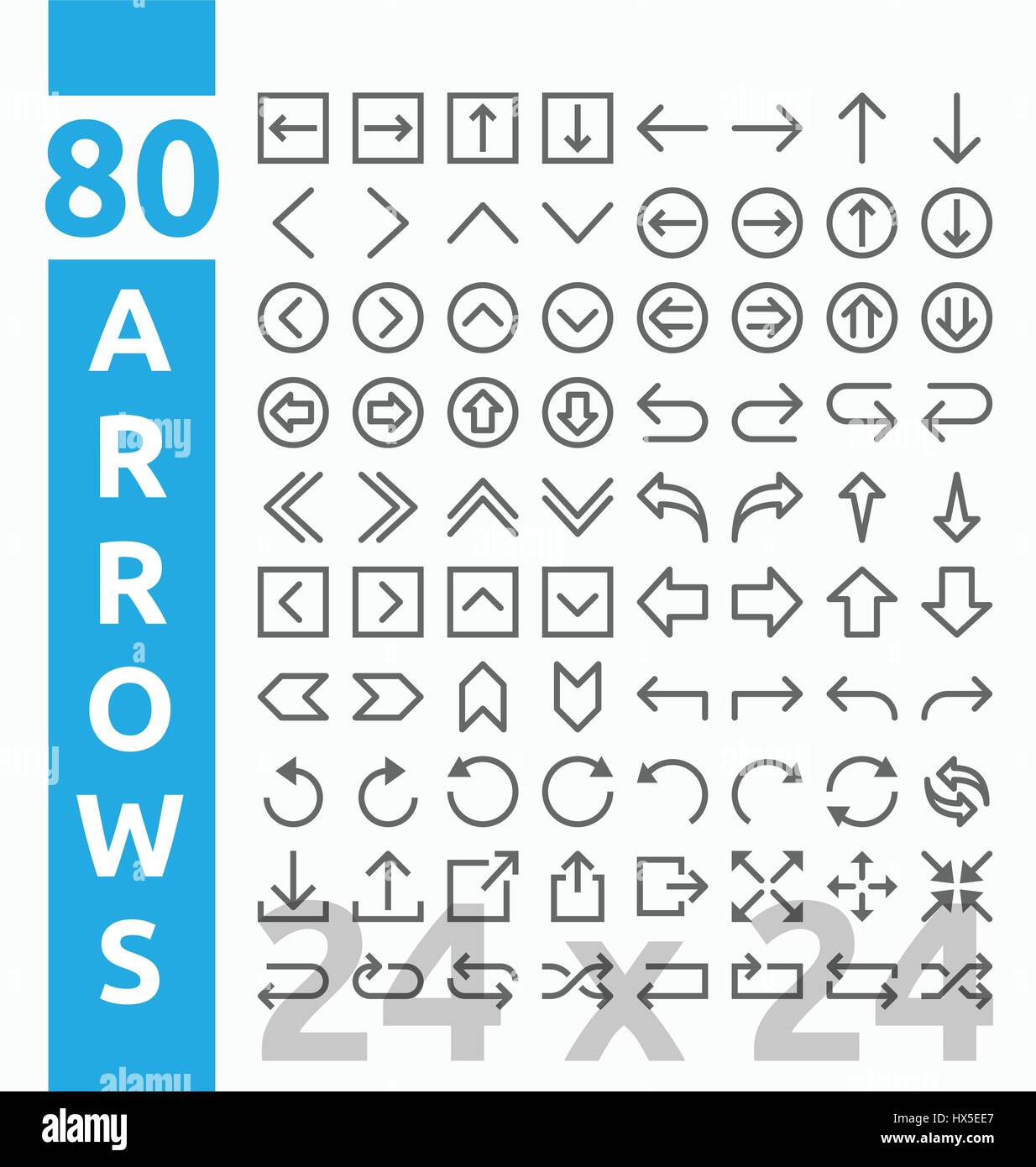 80 Arrow outline icons for user interface and web project base on 24 ...